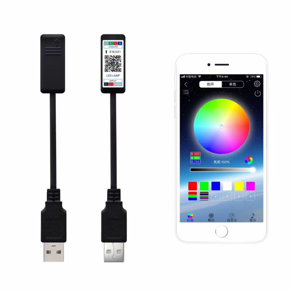 5V USB Music Sync Bluetooth APP Control mini RGB LED Controller with IR ...