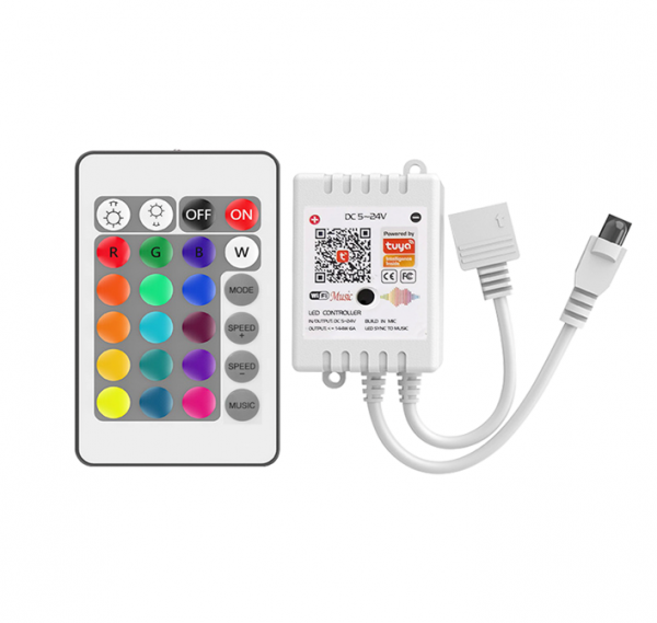 tuya smart wifi rgb led controller 24 key IR remote music sync | Neon Flex LED Sign